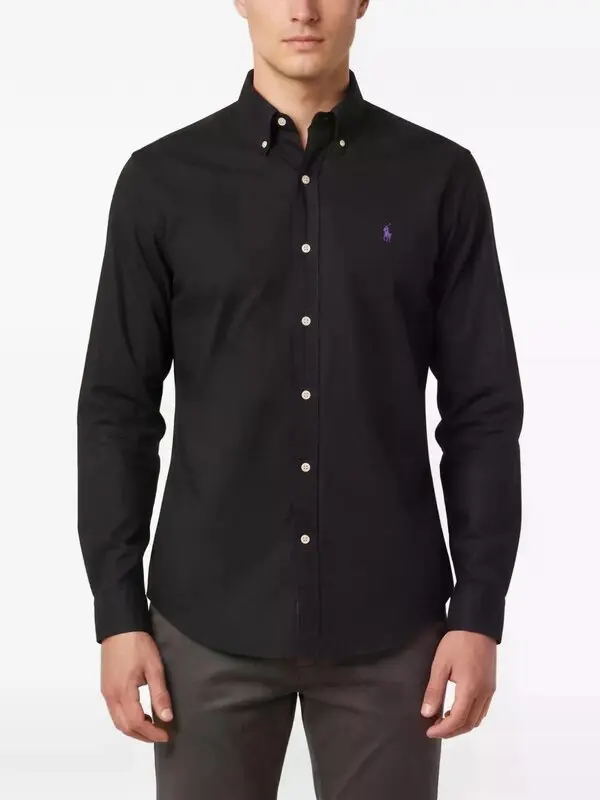 Polo Ralph Lauren Embroidered-logo Poplin Shirt - Black