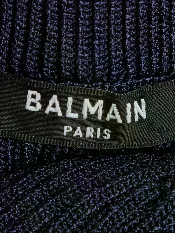 Balmain Ribbed-knit Button Detailed Pencil Mini Skirt