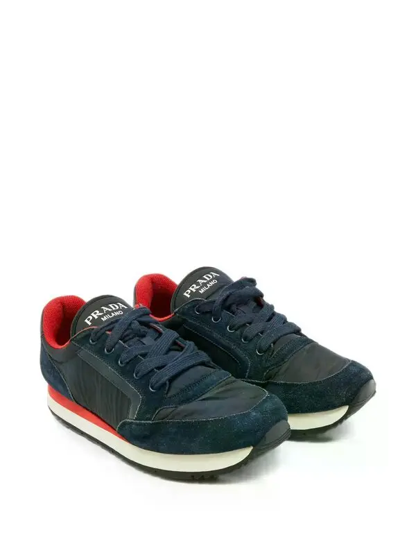 Prada Suede-panel Lace-up Low-top Sneakers
