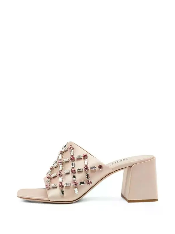 Miu Miu Crystal-embellished Slide Block-heel Sandals
