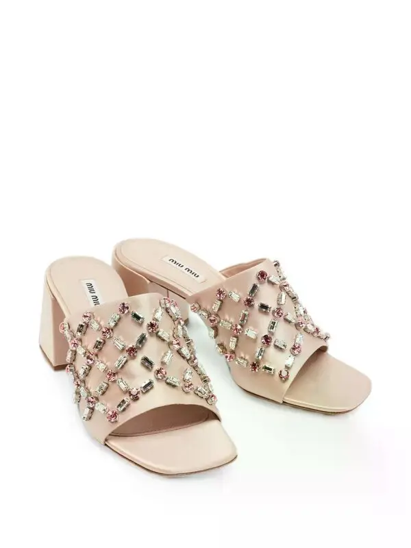 Miu Miu Crystal-embellished Slide Block-heel Sandals