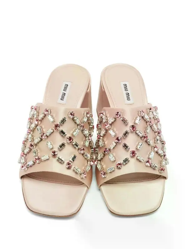 Miu Miu Embellished Slide Block-heel Sandals