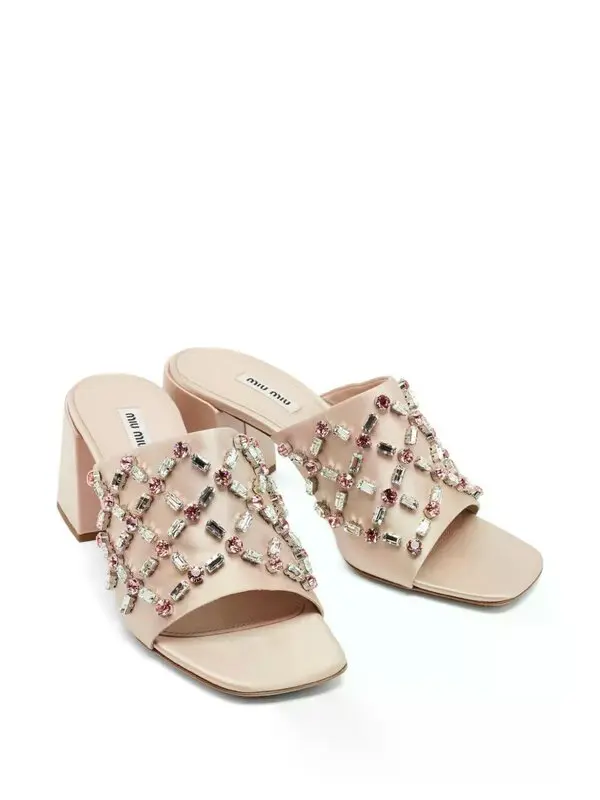 Miu Miu Embellished Slide Block-heel Sandals