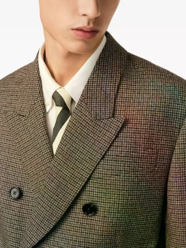 AMI Paris Double-breasted Houndstooth Wool Blazer