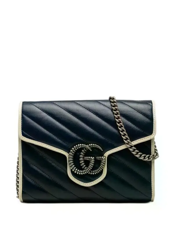 Gucci Matelassé Wallet On Chain Crossbody Bag - Blue