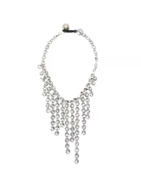 MARIA CALDERARA Crystal-embellished Fringed Necklace - Silver