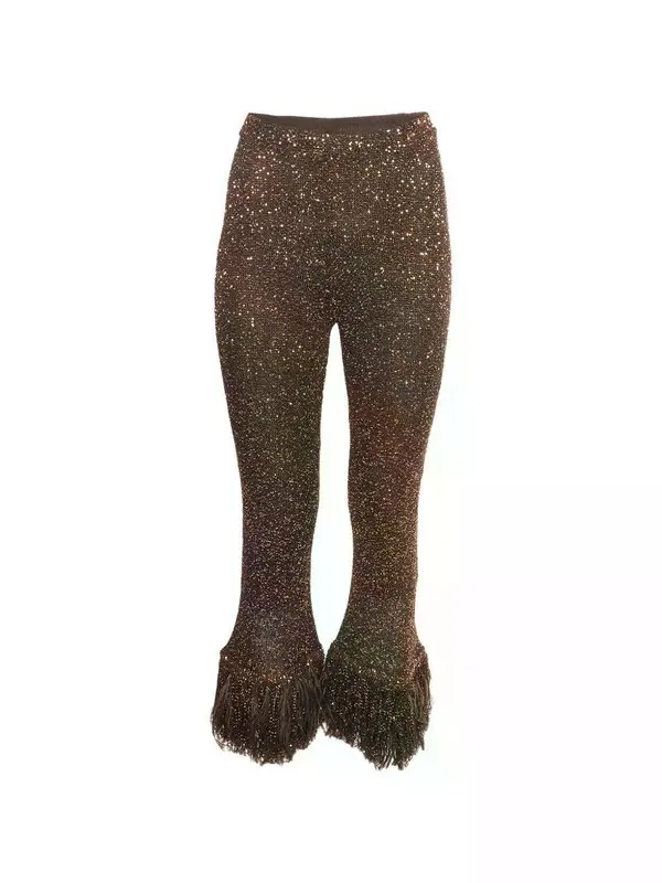 Valentino Garavani Sequin Feather-trim Flared Trousers