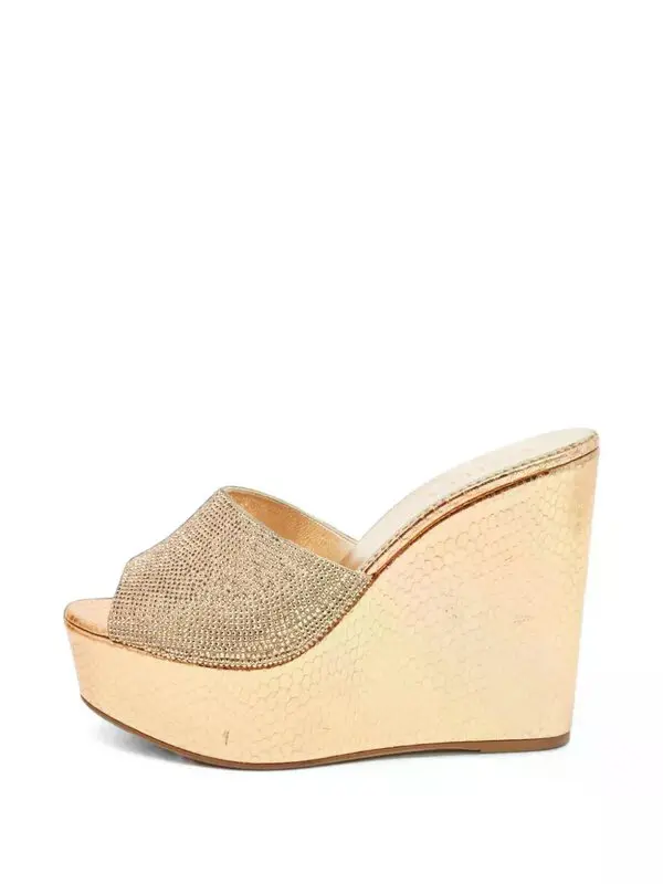 LE SILLA Crystal Python-embossed Wedge Sandals