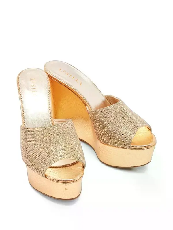 LE SILLA Crystal Python-embossed Wedge Sandals