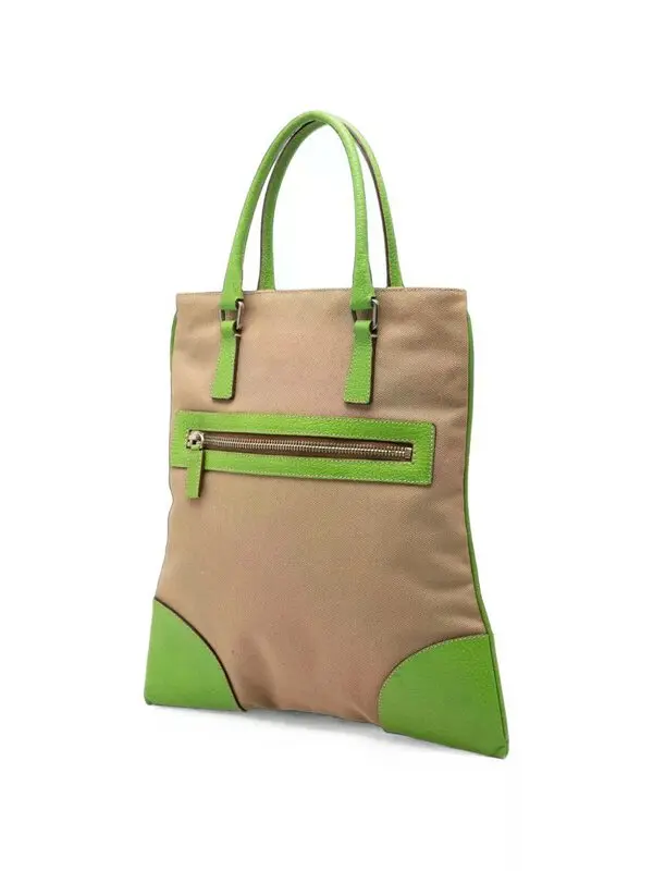 Prada 2000-2013 Cinghiale Trimmed Canvas Canapa Tote Bag