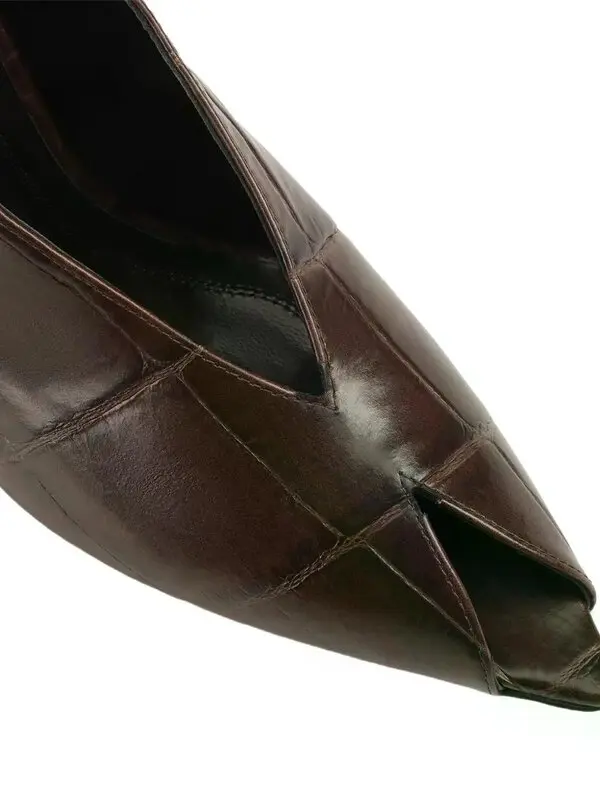 SERGIO ROSSI Beak Croc-effect Pumps - Brown