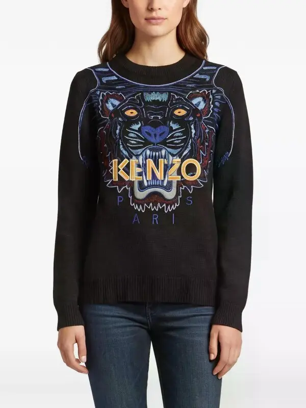 Kenzo Tiger Embroidered Crew Neck Sweater