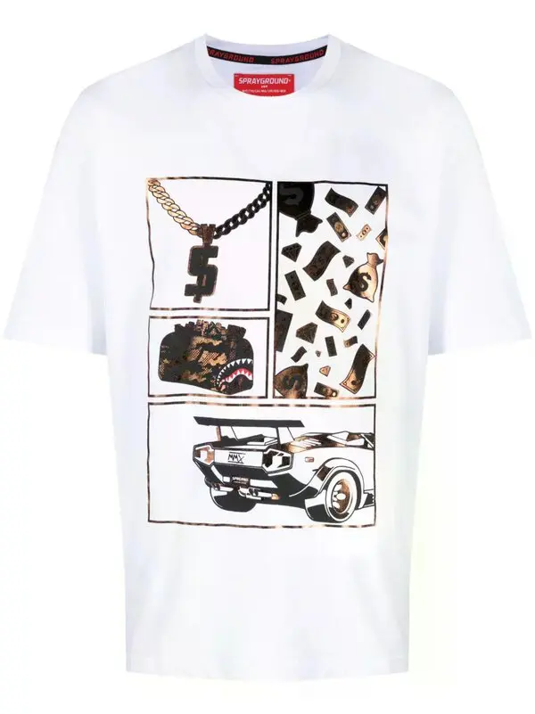 SPRAYGROUND Graphic-print Crew-neck T-shirt - White