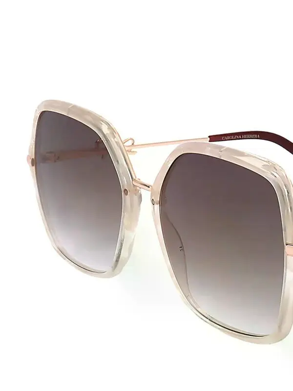 Carolina Herrera Bow-detail Geometric-frame Sunglasses - Neutrals