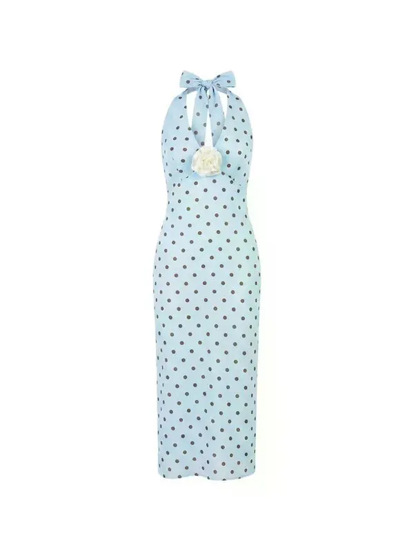 Sleeper Jardin Polka-dot V-neck Midi Dress - Blue