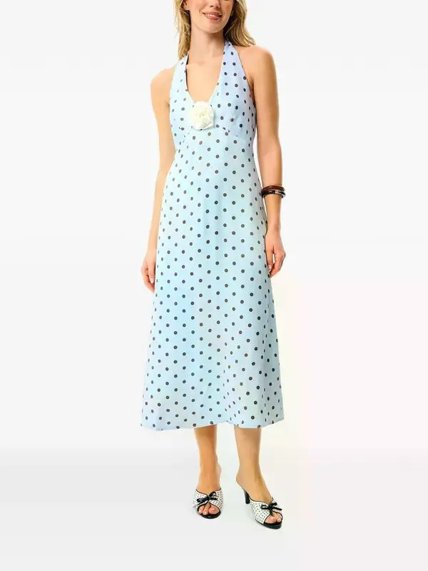 Sleeper Jardin Polka-dot V-neck Midi Dress