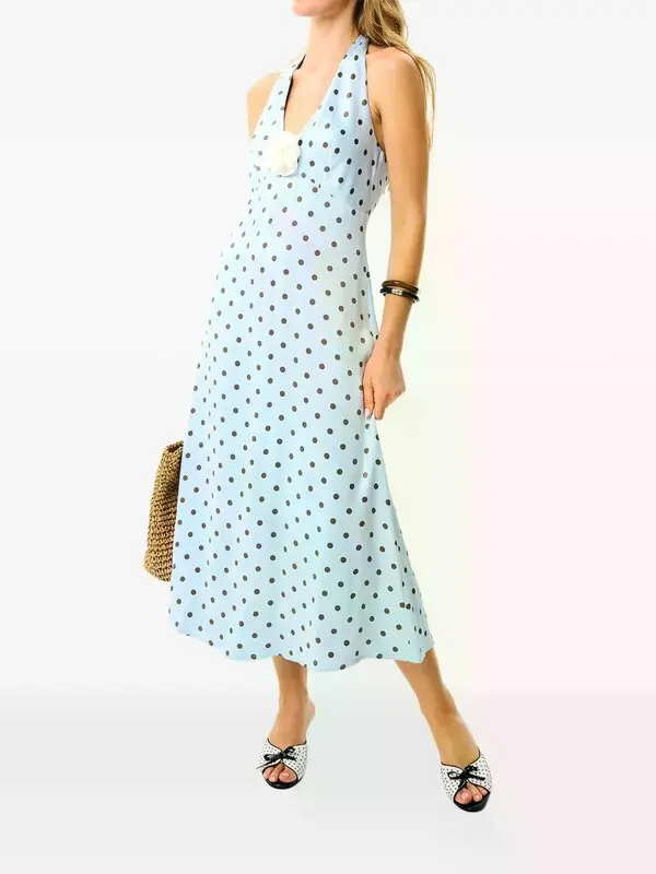 Sleeper Jardin Polka-dot V-neck Midi Dress