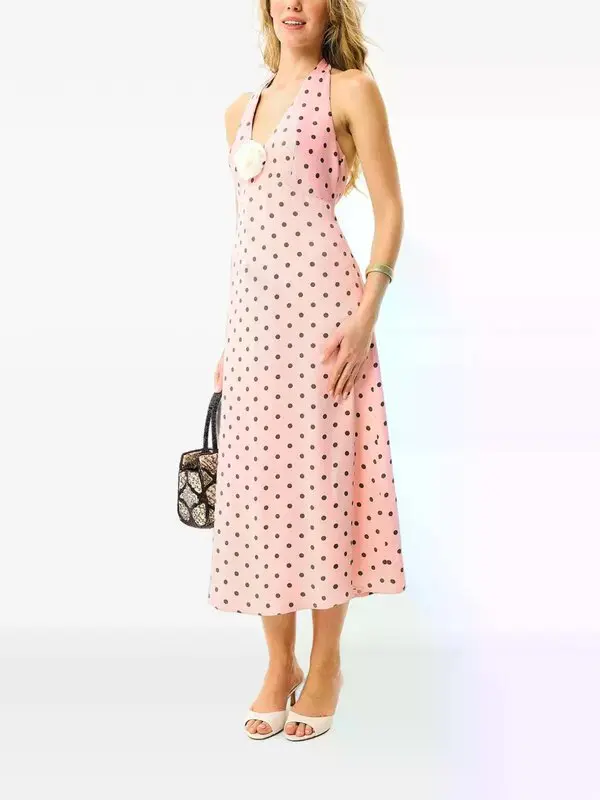 Sleeper Jardin Polka-dot Halterneck Midi Dress