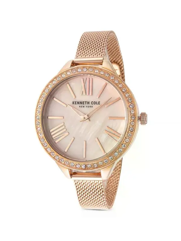 KENNETH COLE Crystal-embellished Bezel Mesh-strap 40mm Watch