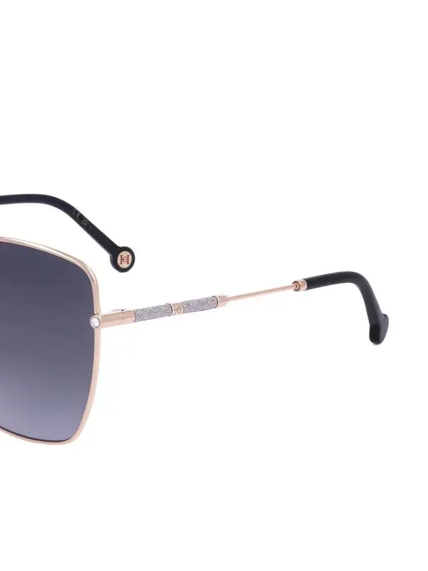 Carolina Herrera Geometric Frame Sunglasses With Glitter Detail - Gold