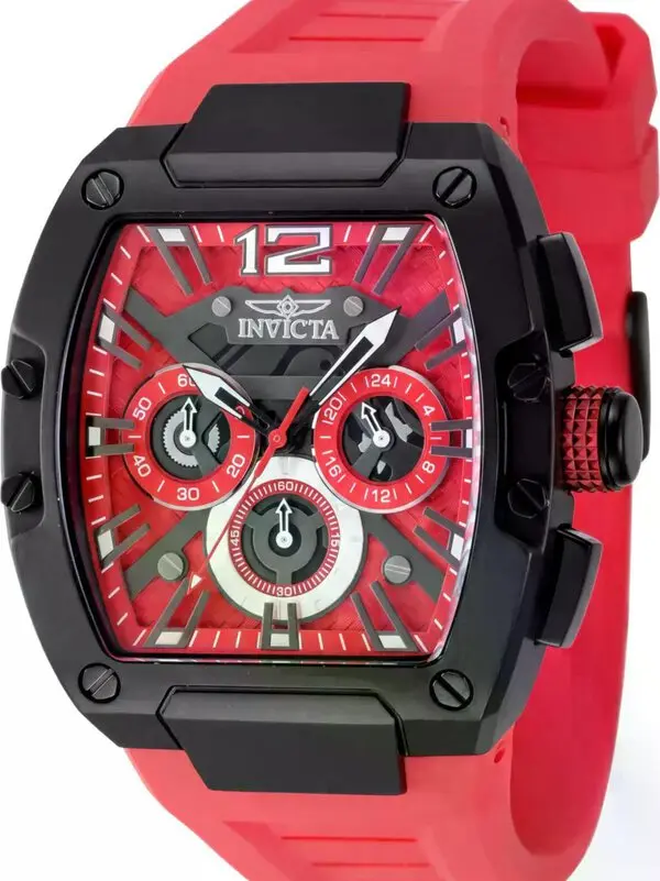 INVICTA 43mm Racing Chronograph Watch With Dial And Silicone Strap - Red