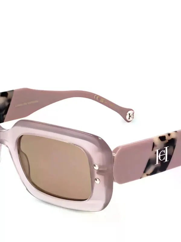 Carolina Herrera Tortoiseshell-effect Rectangle-frame Sunglasses - Pink