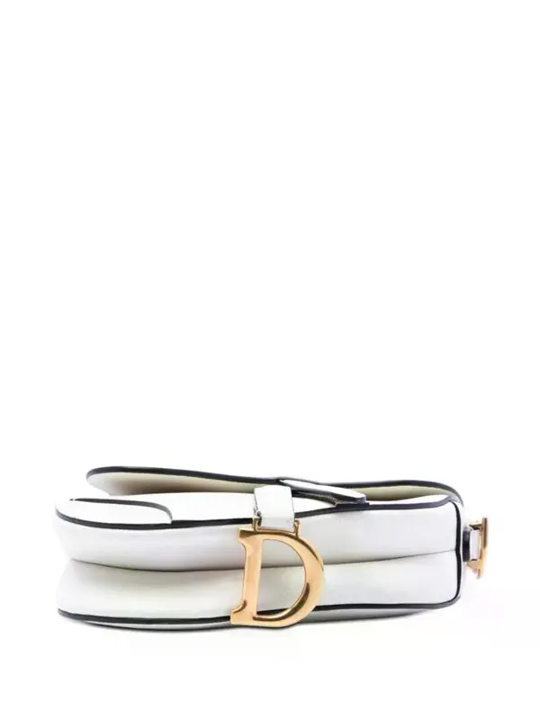 Dior 2018 Mini Grained Calfskin Saddle Bag Satchel - White