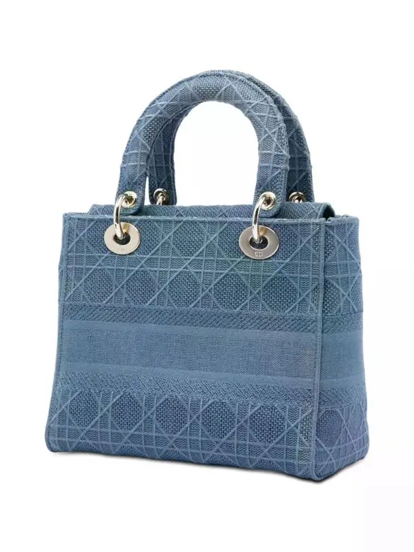 Dior Embroidered Canvas Cannage Lady D Lite Satchel