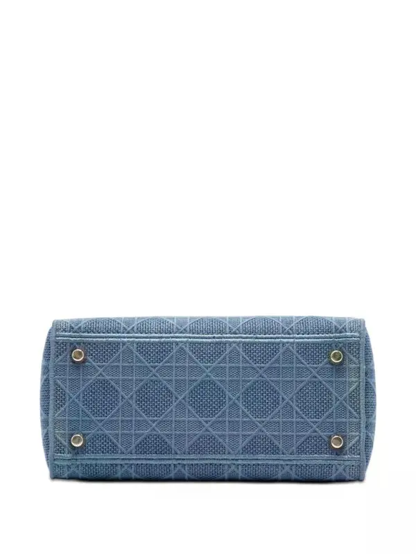 Dior Embroidered Canvas Cannage Lady D Lite Satchel