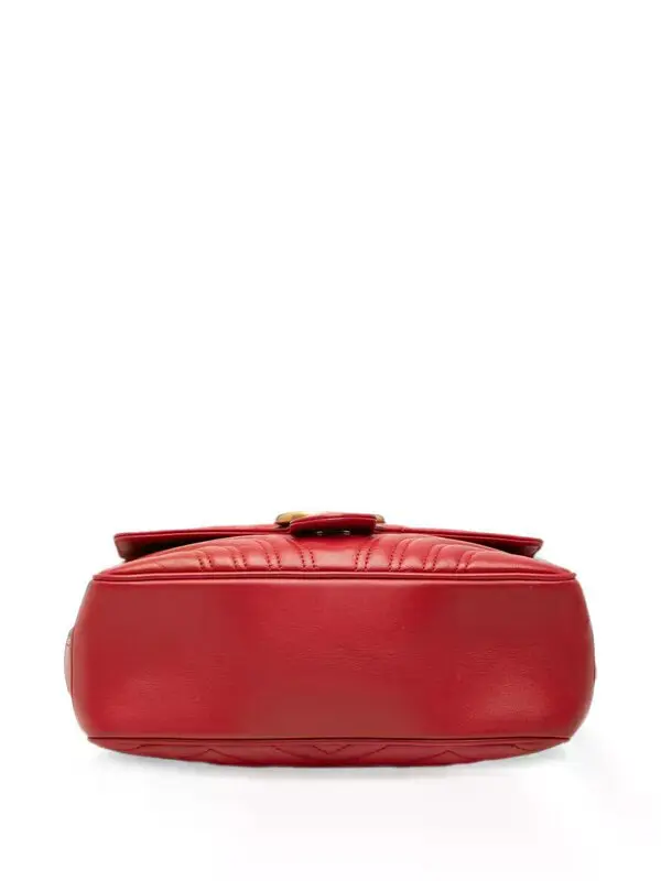 Gucci 2016-2026 Small Gg Marmont Matelasse Leather Top Handle Satchel - Red