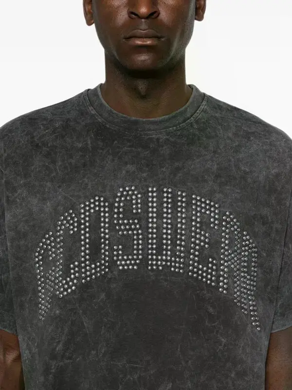 Gcds Stud-embellished Acid-wash T-shirt