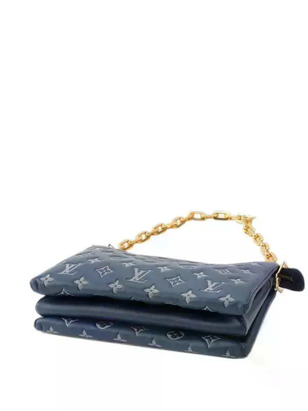 LOUIS VUITTON Monogram Embossed Lambskin Coussin Pm Satchel - Blue