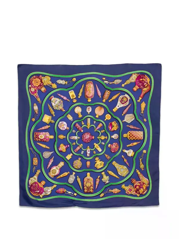 Hermès 2000s Perfume-print Scarf - Blue
