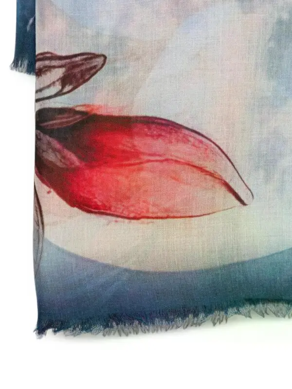 D'ANIELLO Floral-print Frayed Scarf