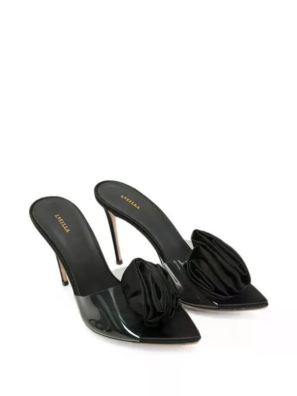 LE SILLA Satin Rose Appliqué Stiletto Sandals