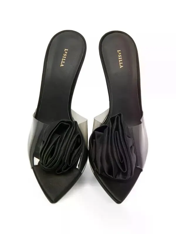 LE SILLA Satin Rose Appliqué Stiletto Sandals
