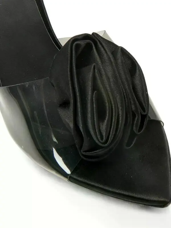 LE SILLA Satin Rose Appliqué Stiletto Sandals