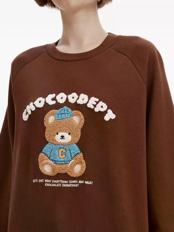 CHOCOOLATE Bear Patch Long Sleeve Sweatshirt