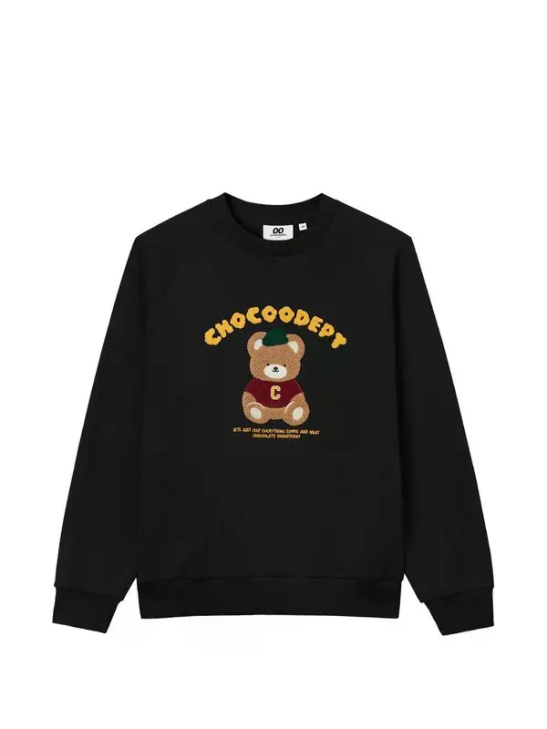 CHOCOOLATE Bear Patch Long Sleeve Sweatshirt - Black