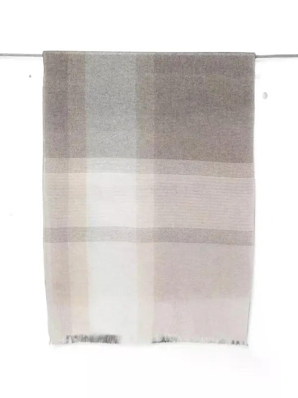 D'ANIELLO Egina Check-pattern Fringed Scarf