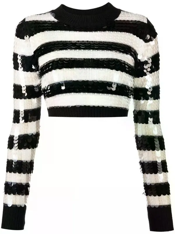 Monse Sequin Striped Cropped Jumper