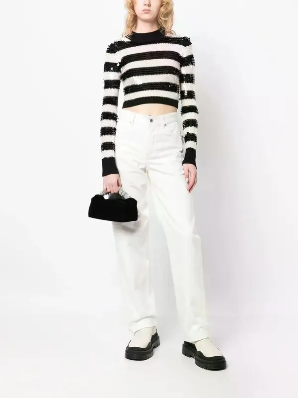 Monse Sequin Striped Cropped Jumper