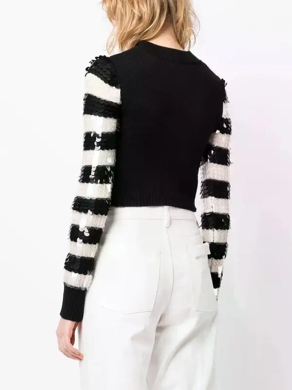 Monse Sequin Striped Cropped Jumper