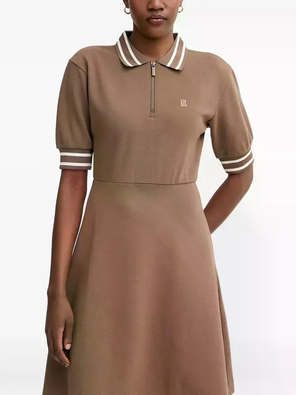 Armani Exchange Zip-fastening Logo-embroidered Midi Dress