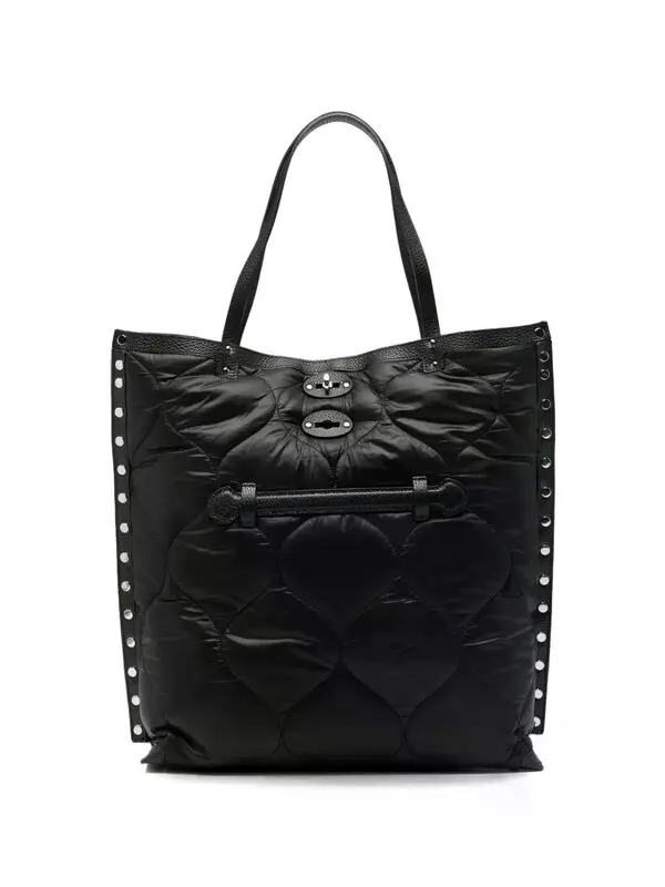 ZANELLATO Medium A'spasso Lunaria Quilted Stud-embellished Tote Bag - Black