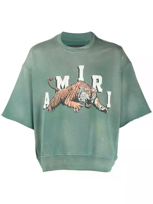 Amiri Vintage Ss Tiger-print Short-sleeve Sweatshirt