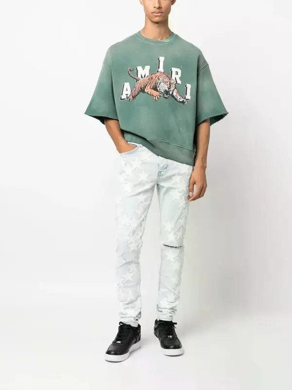 Amiri Vintage Ss Tiger-print Short-sleeve Sweatshirt