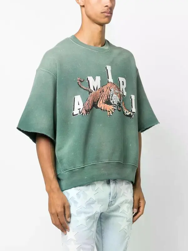 Amiri Vintage Ss Tiger-print Short-sleeve Sweatshirt
