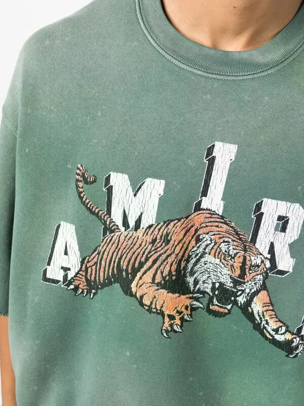 Amiri Vintage Ss Tiger-print Short-sleeve Sweatshirt