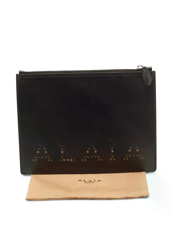Alaïa Laser-cut Leather Clutch Bag - Black